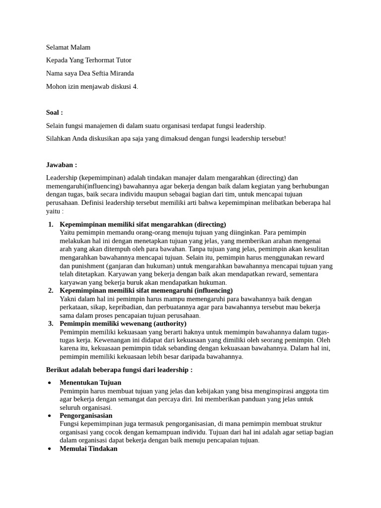 Jawaban Diskusi 4 - EKMA 4111 (Pengantar Bisnis) | PDF