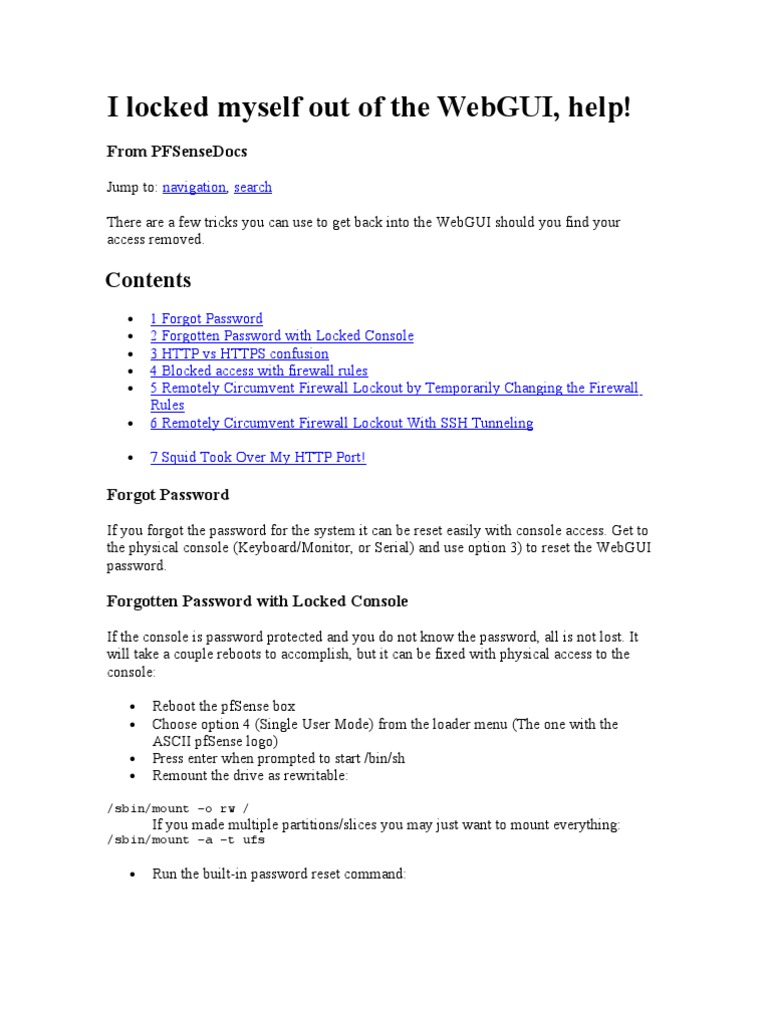 Recuperar Password PF Sense | PDF | Password | Command Line Interface