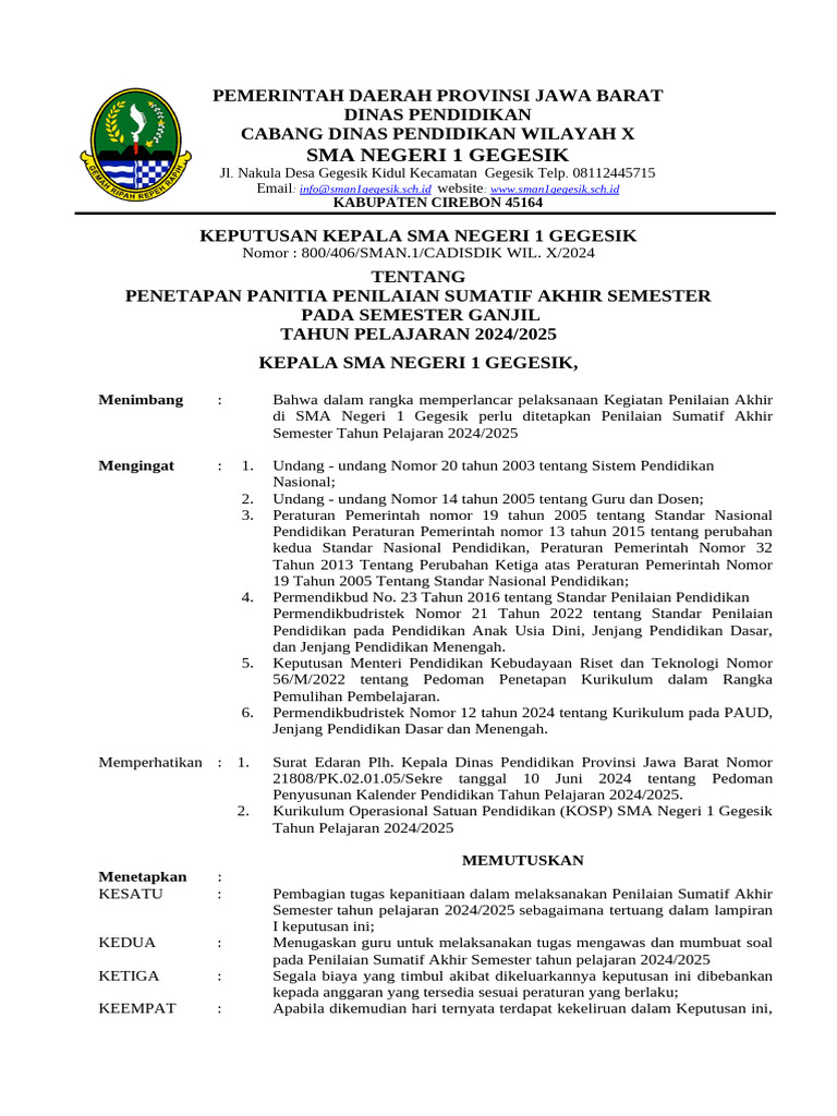 SK Panitia PSAS 2024-2025 | PDF