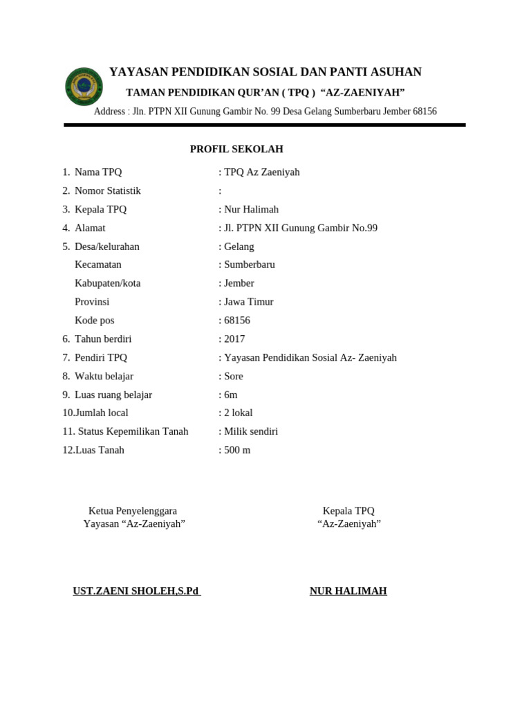 Profil TPQ Aza. | PDF