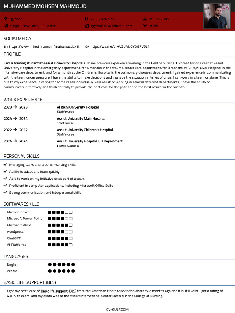 Mr Muhammed CV | PDF | Nursing | Hospital
