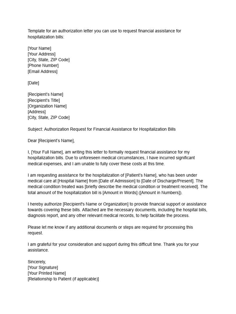 Template For An Authorization Letter You Can Use To Request Financial ...