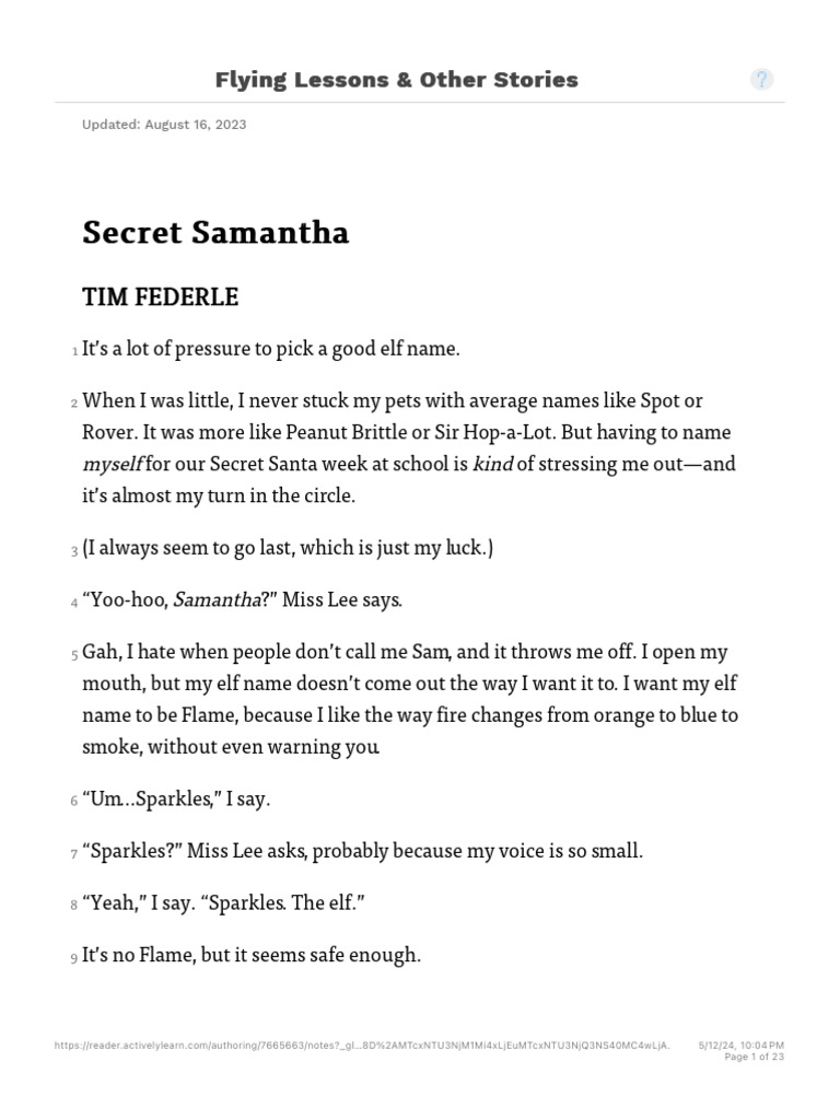 Flying Lessons & Other Stories - Actively Learn | PDF