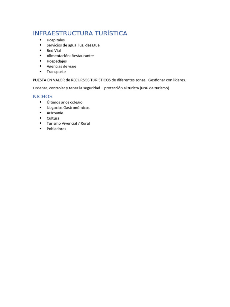 Infraestructura Turística | PDF