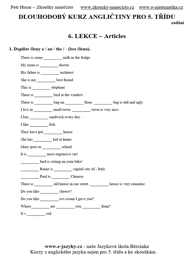 6. lekce - 12 - articles - zadání | PDF