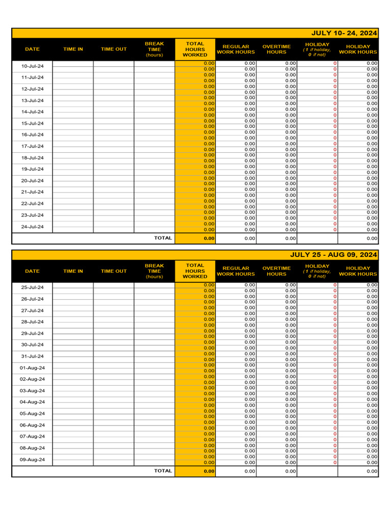 time keeping format | PDF | Working Time | Workplace