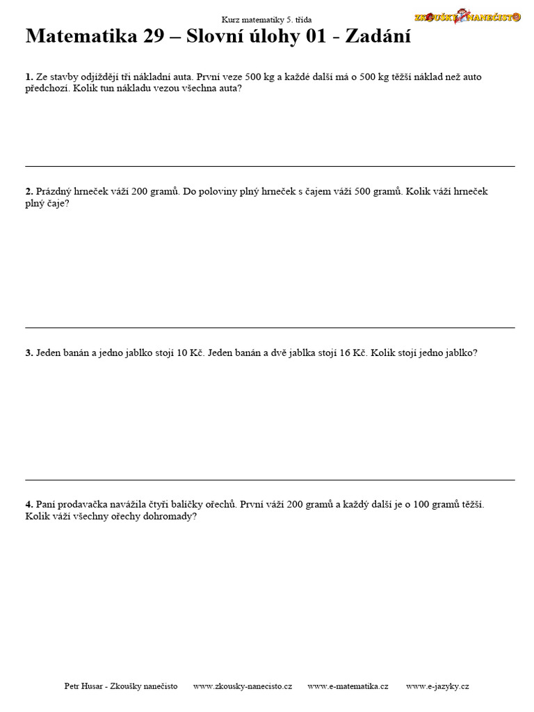 29-Slovní Úlohy 01A - Kopie | PDF