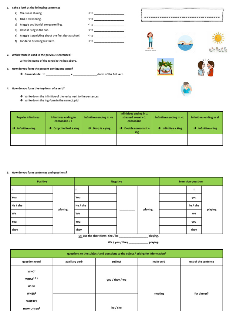 Unit 1 Present Continuous Tense Extra Worksheet | PDF
