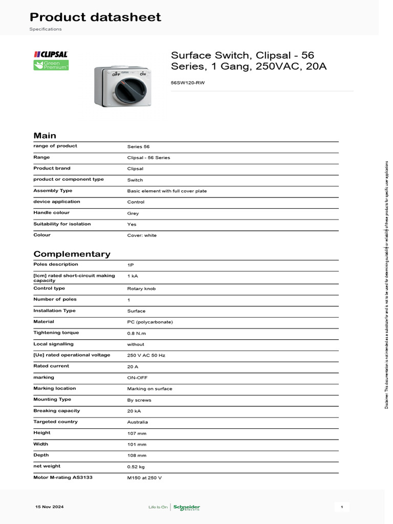 Schneider Electric 56-Series 56SW120-RW | PDF | Electrical Engineering ...