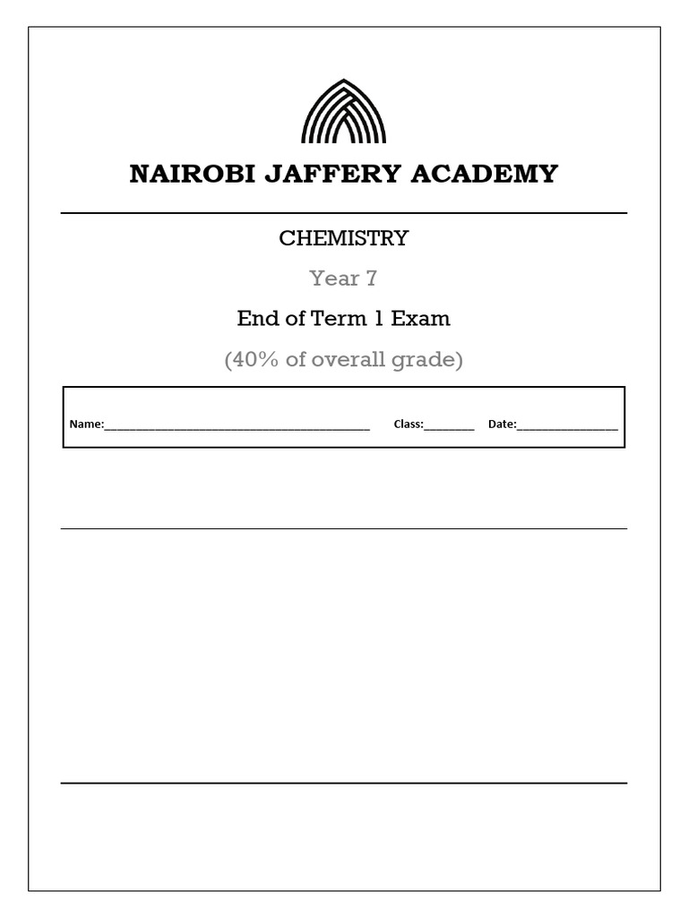 Grade 7 Chemistry Exam Questions | PDF | Calcium | Chemical Substances