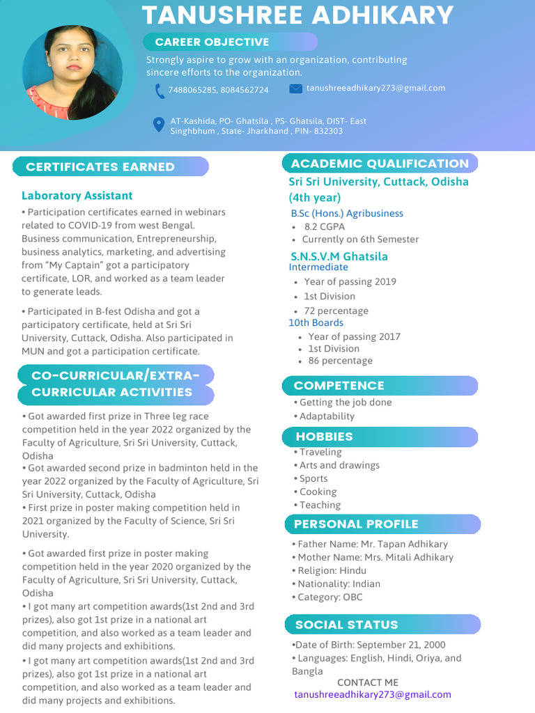 tanu resume | PDF | South Asia