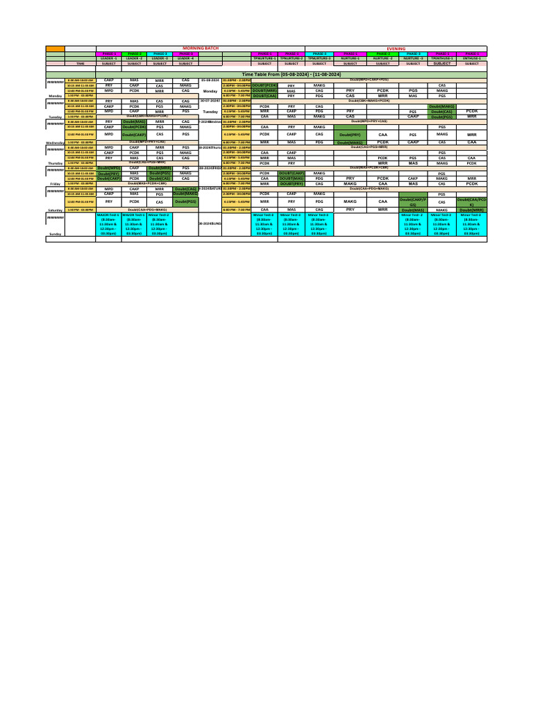 jee TIME TABLE ALIGANJ BRANCH copy | PDF