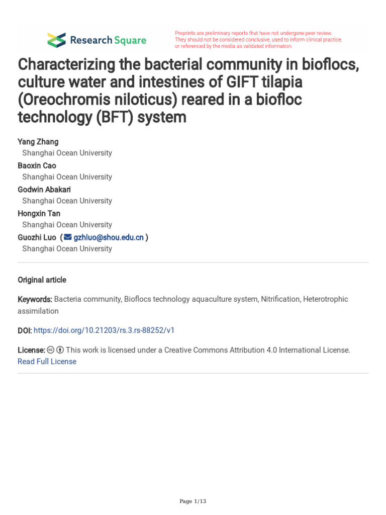 Characterizing the bacterial community in bioocs, | PDF | Aquaculture | Bacteria