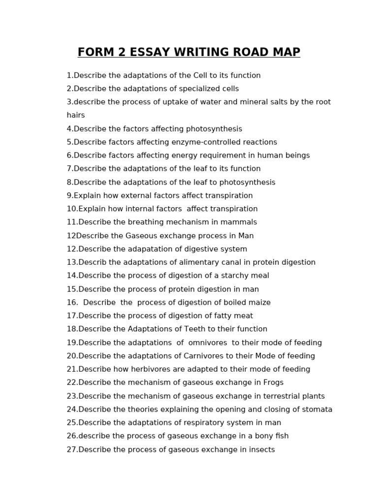 Form 2 Essay Writing Road Map | PDF