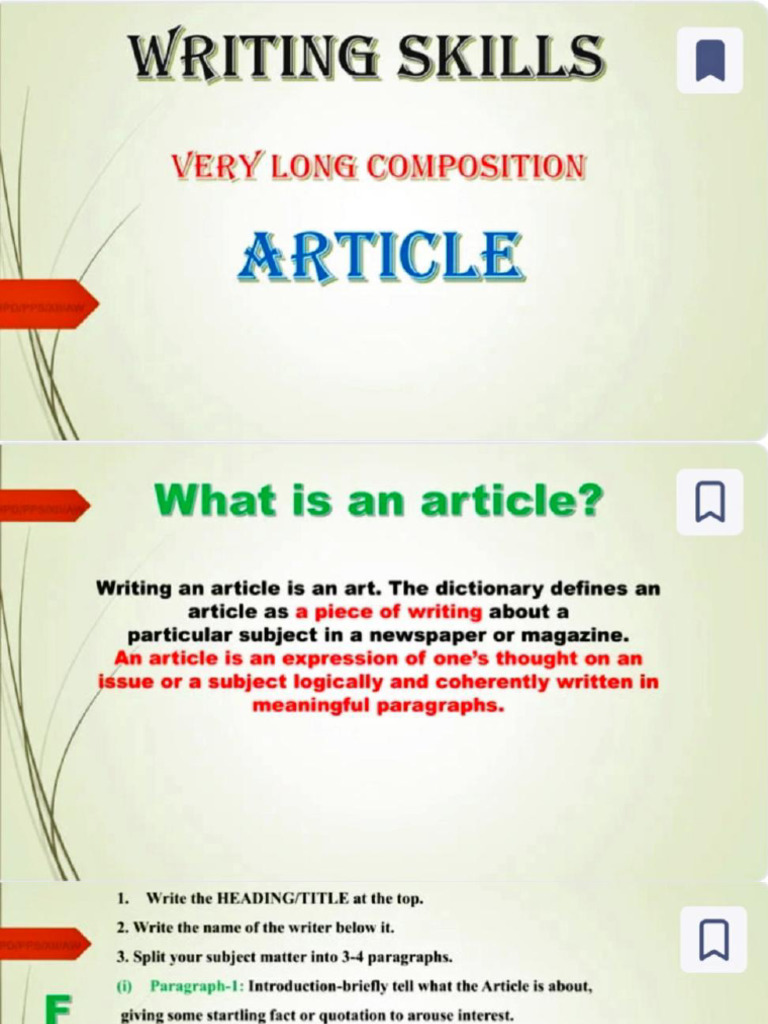 Article Writing ppt | PDF | Information | Word