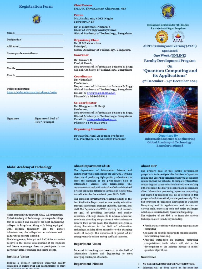 Aicte Atal FDP Quantum Computing Brochure Final | PDF | Computing | Engineering