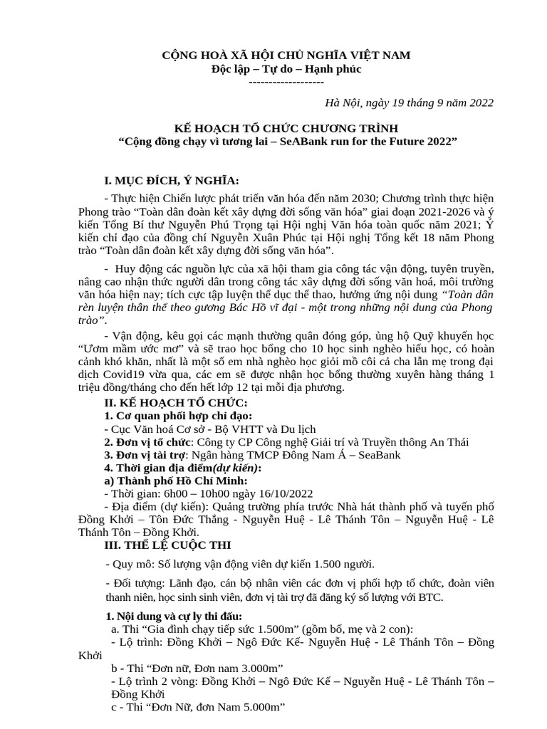 FILE - 20220928 - 152217 - KH Chạy VÌ Tlai 2022 | PDF