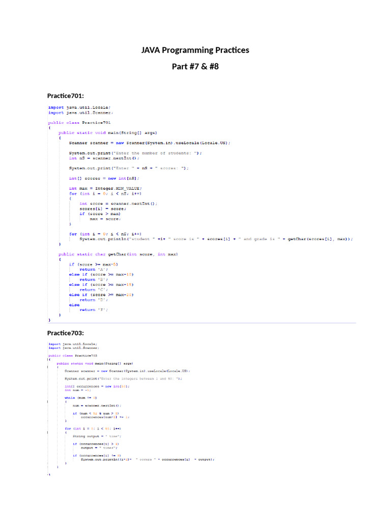 JAVA Programming Practices#7 | PDF