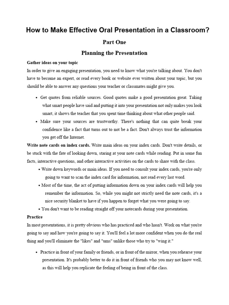 Classroom Presentations | PDF
