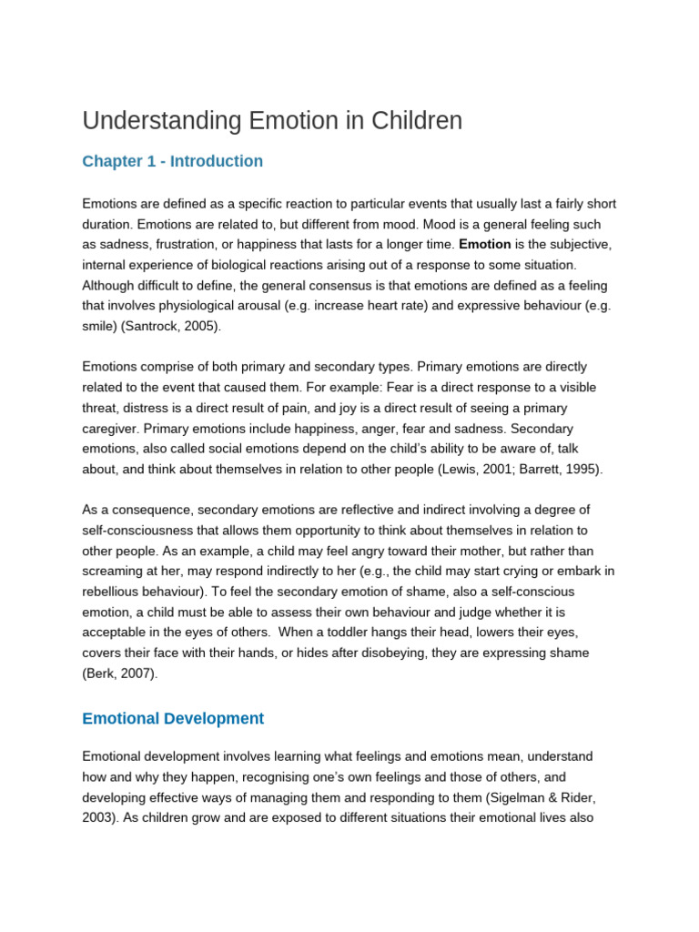 Understanding Emotion in Children | PDF | Emotions | Grief