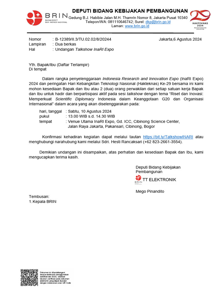 TU 02 02 B-12389 Undangan Talkshow InaRI Expo | PDF