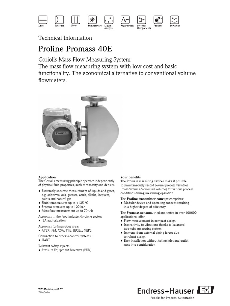 Proline-Promass-40E (1)_2 | PDF | Density | Flow Measurement