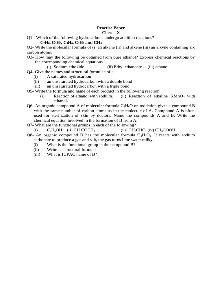 Practice Sheet Class X 2024 | PDF