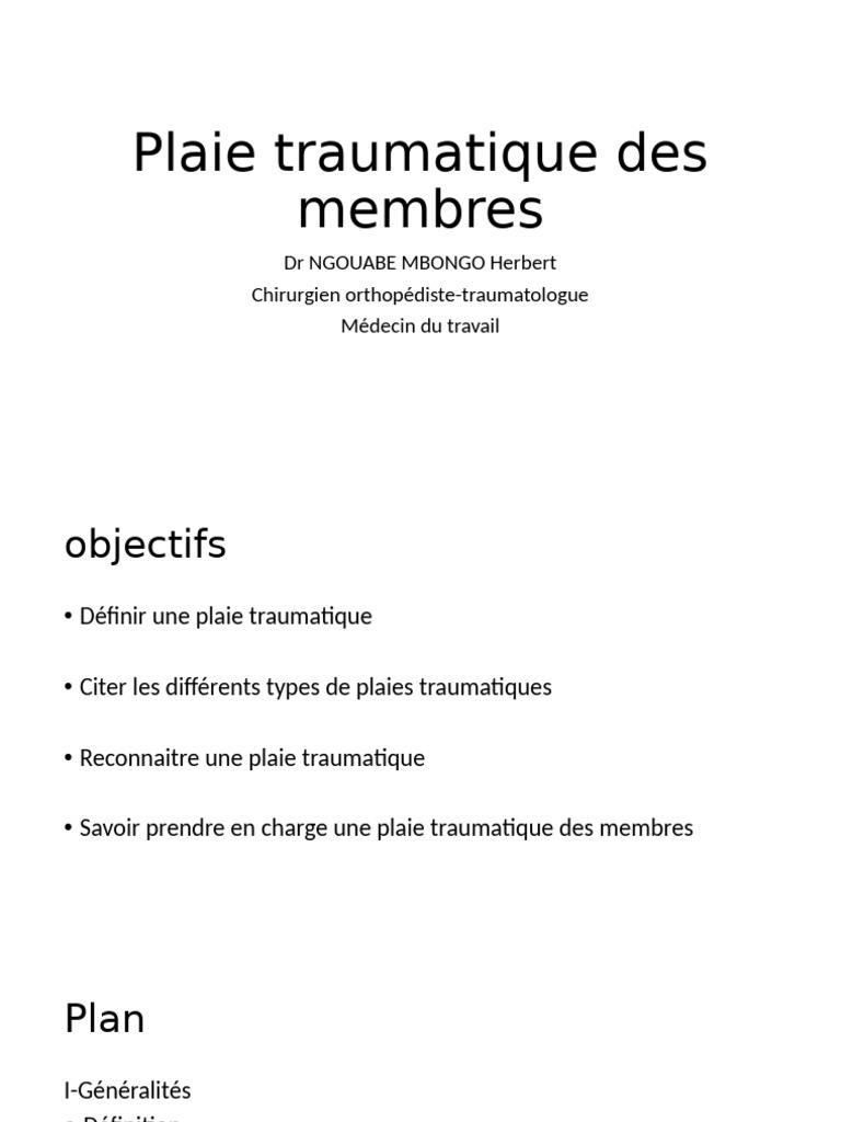 Types de plaies traumatiques des membres | PDF | Peau | Plaie