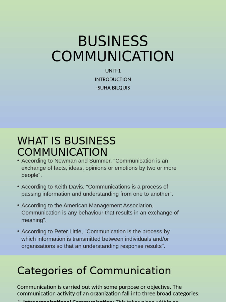 Business Communication - Unit 1 | PDF | Communication | Code