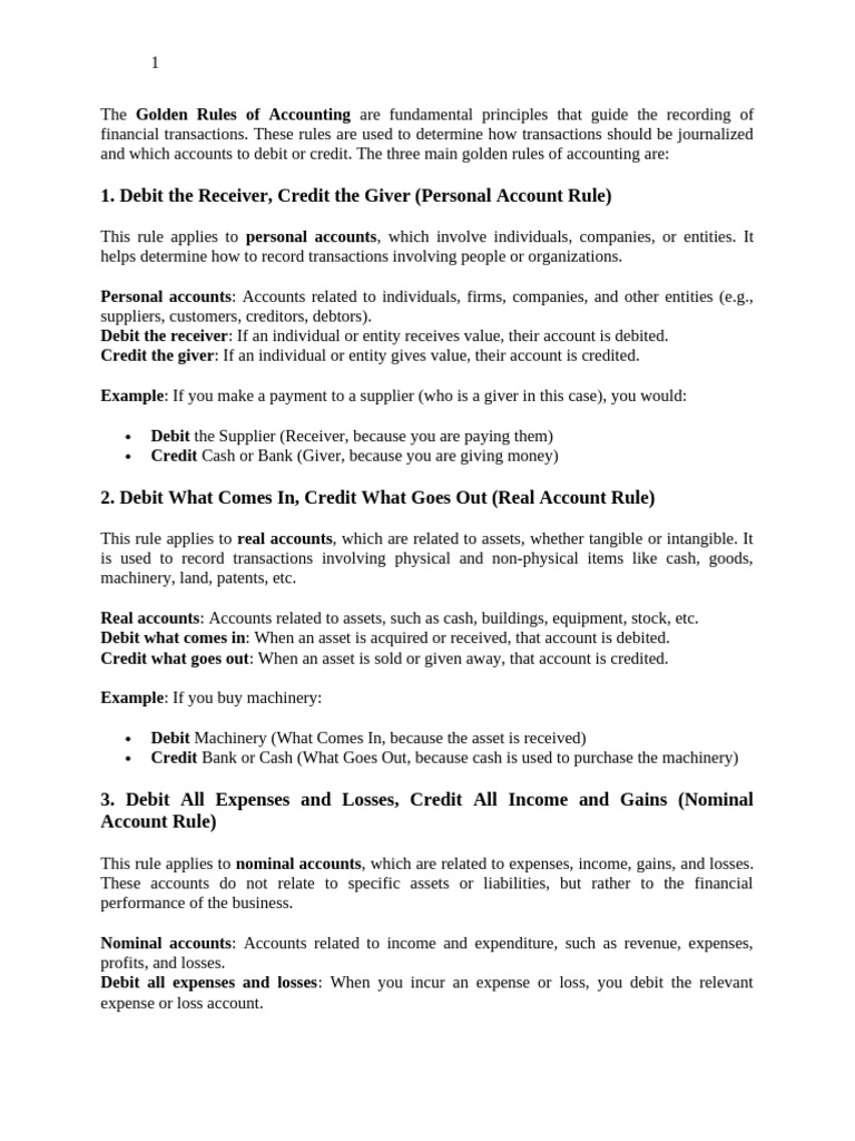 The Golden Rules of Accounting Are Fundamental Principles That Guide ...
