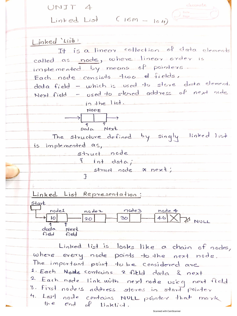 DSU Unit 3 Linked List-Notes | PDF