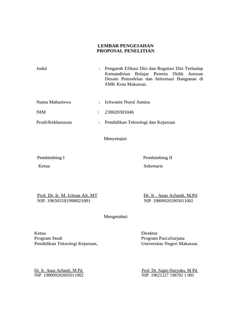 Format Lembar - Pengesahan Ichawanie | PDF