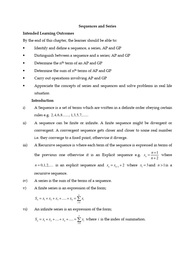 Sequences and Series | PDF | Sequence | Summation