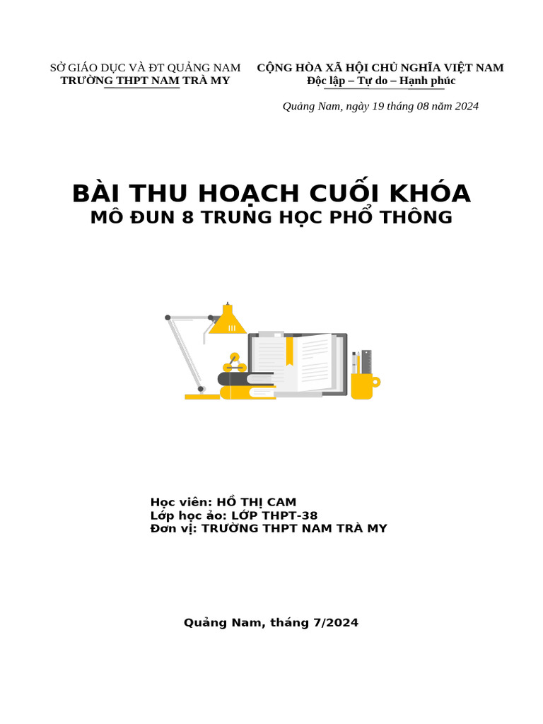 BÀI THU HOẠCH-MODUN 8- HỒ THỊ CAM-THPT NAM TRÀ MY | PDF