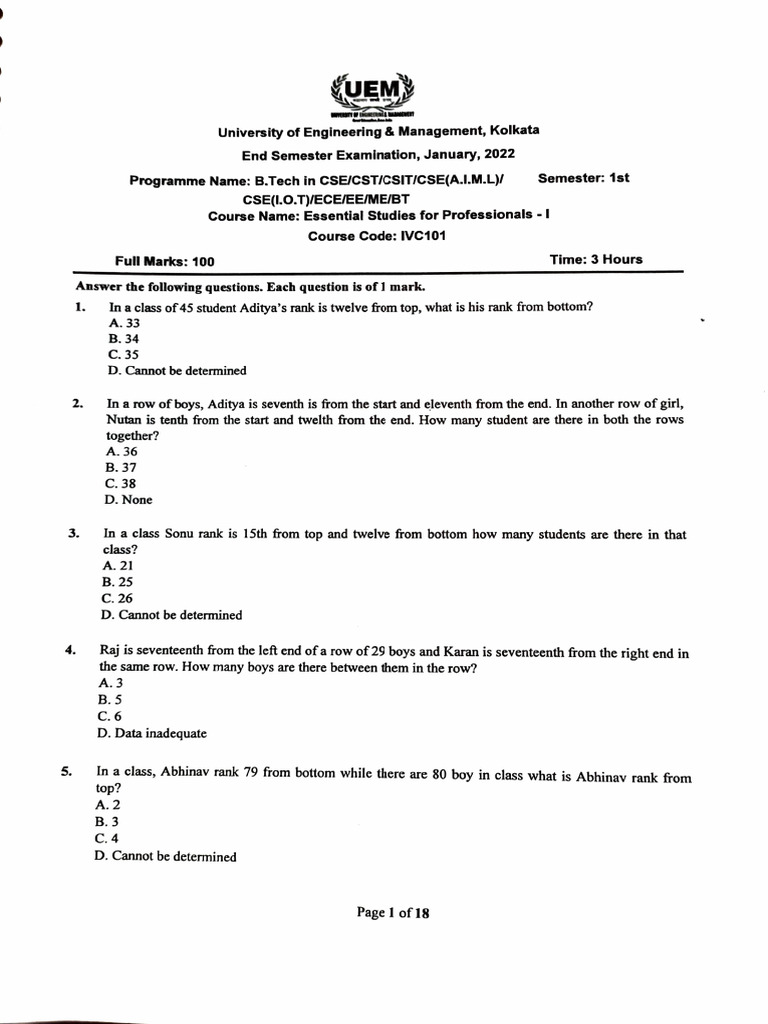 Esp-sdp Sem q.p Part 1 | PDF | Writing Implements