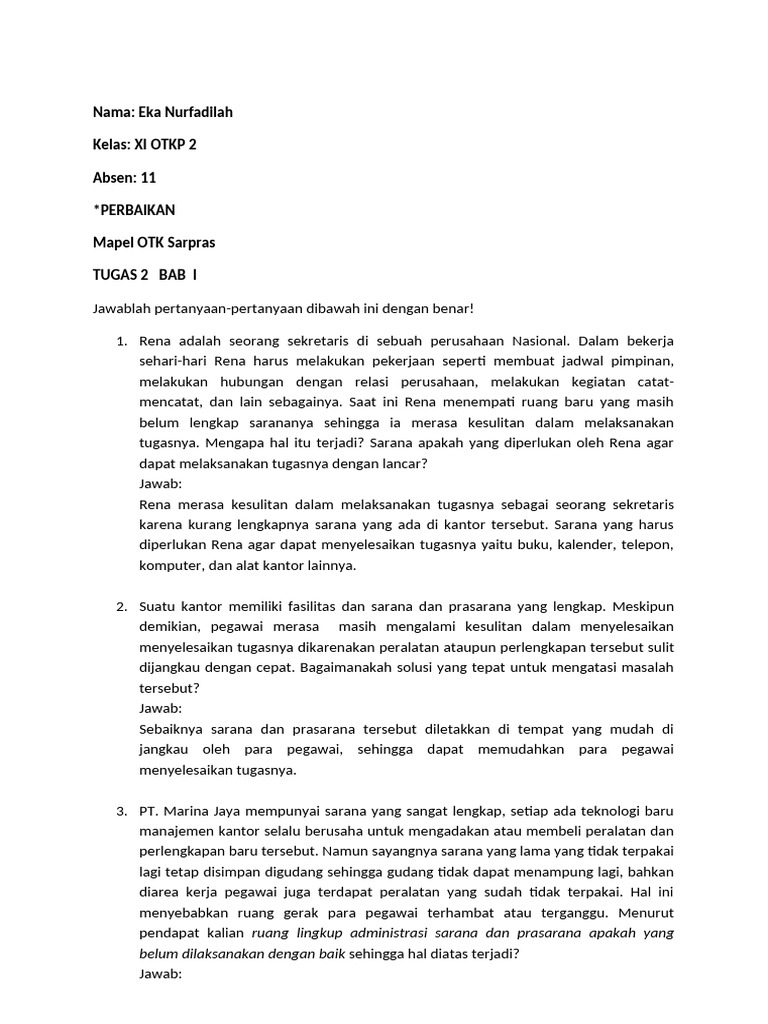 TUGAS 2 SARPRAS Perbaikan | PDF