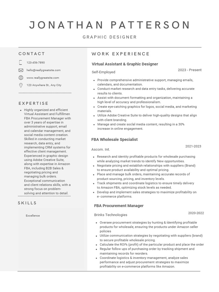 Minimalist White and Grey Professional Resume | PDF | Customer ...