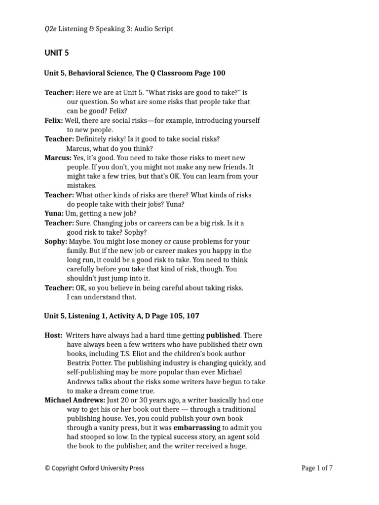 Q2e LS3 U05 AudioScript | PDF | Books | Meteorology