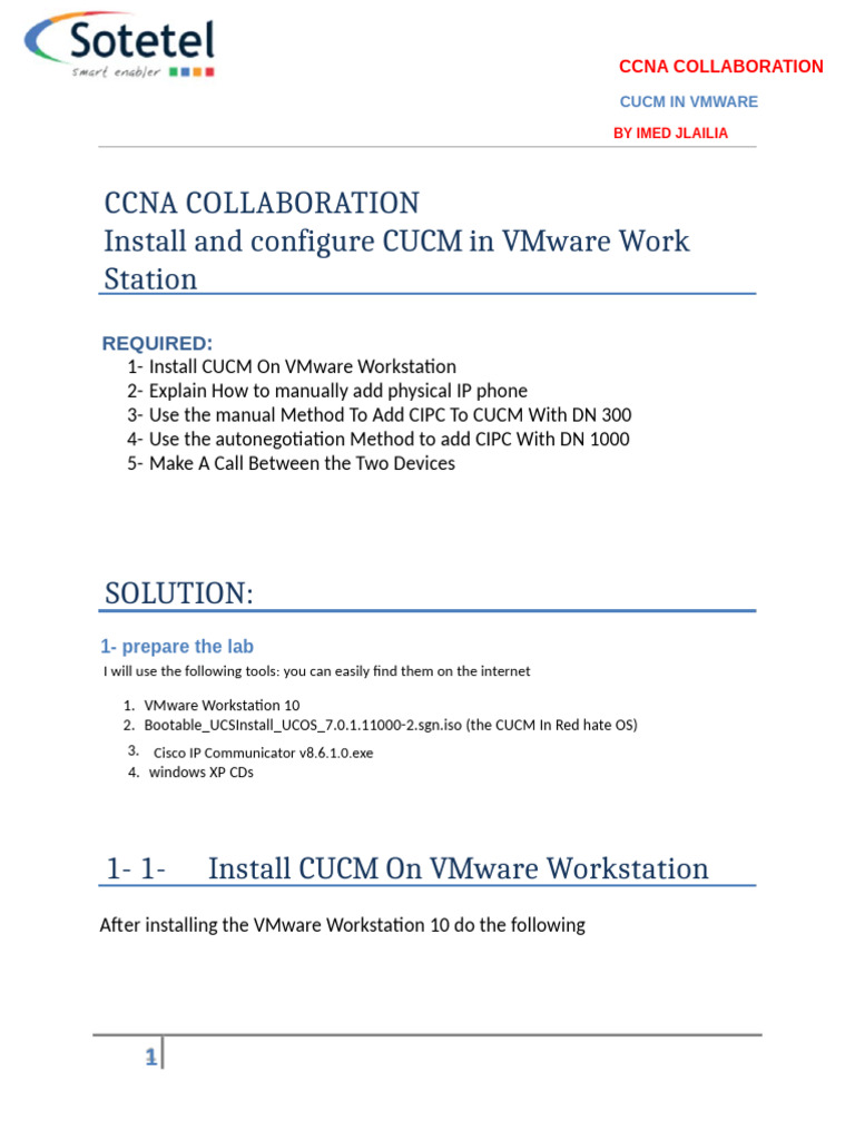 Ccna Voice Lab 2 Cucm in Vmware | PDF | Cisco Certifications | Codec