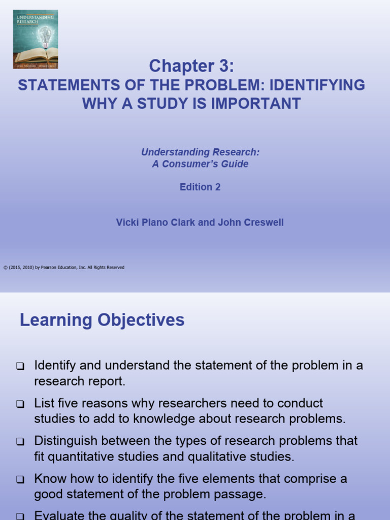Ch. 3. Statement of The Problem Identifying Why A Study Is Important ...