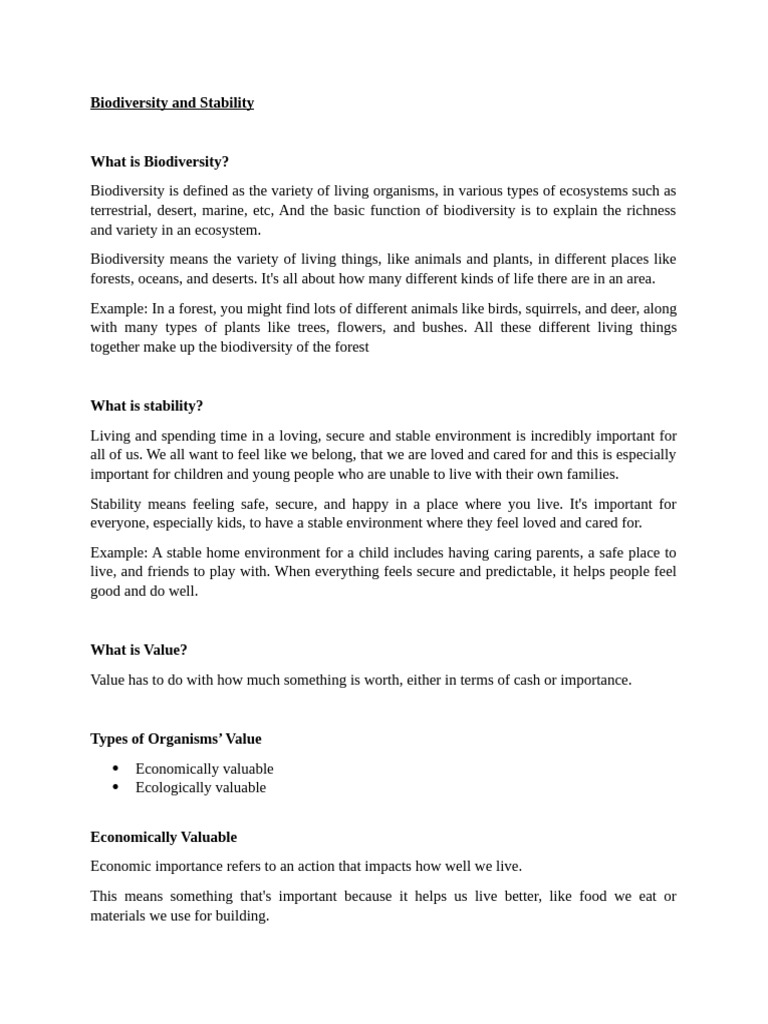 Biodiversity and Stability | PDF | Mimicry | Biodiversity