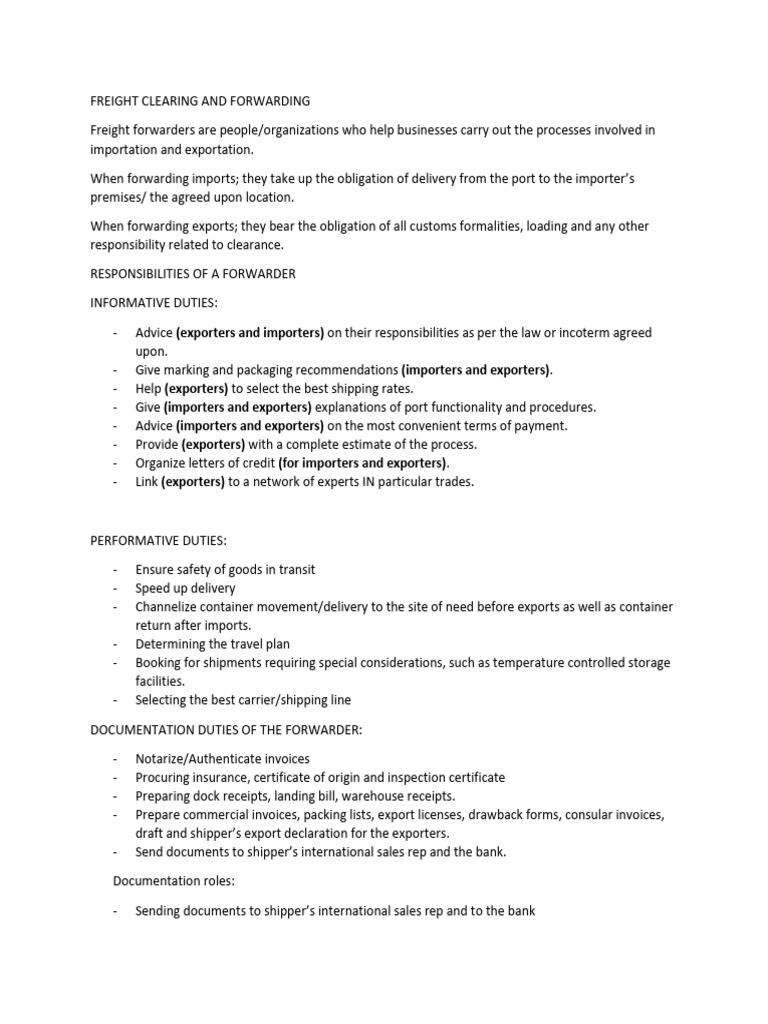 Freight Forwarding Documentation Guide | PDF | Cargo | Receipt