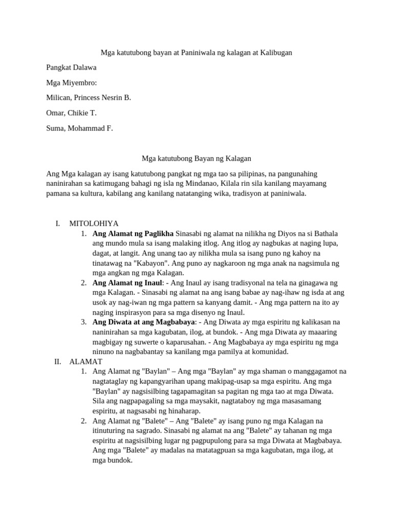 Pangkat 2 Kalagan, Kalibugan | PDF