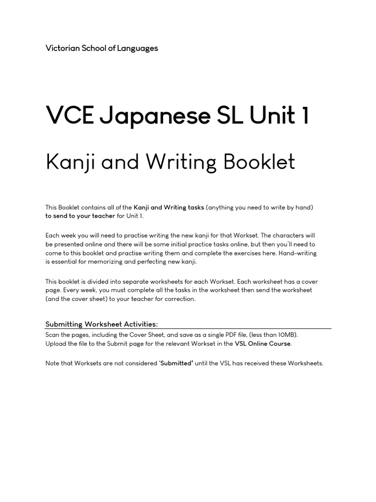 Kanji 11 U1 Writing Booklet | PDF | Kanji | Japanese Language