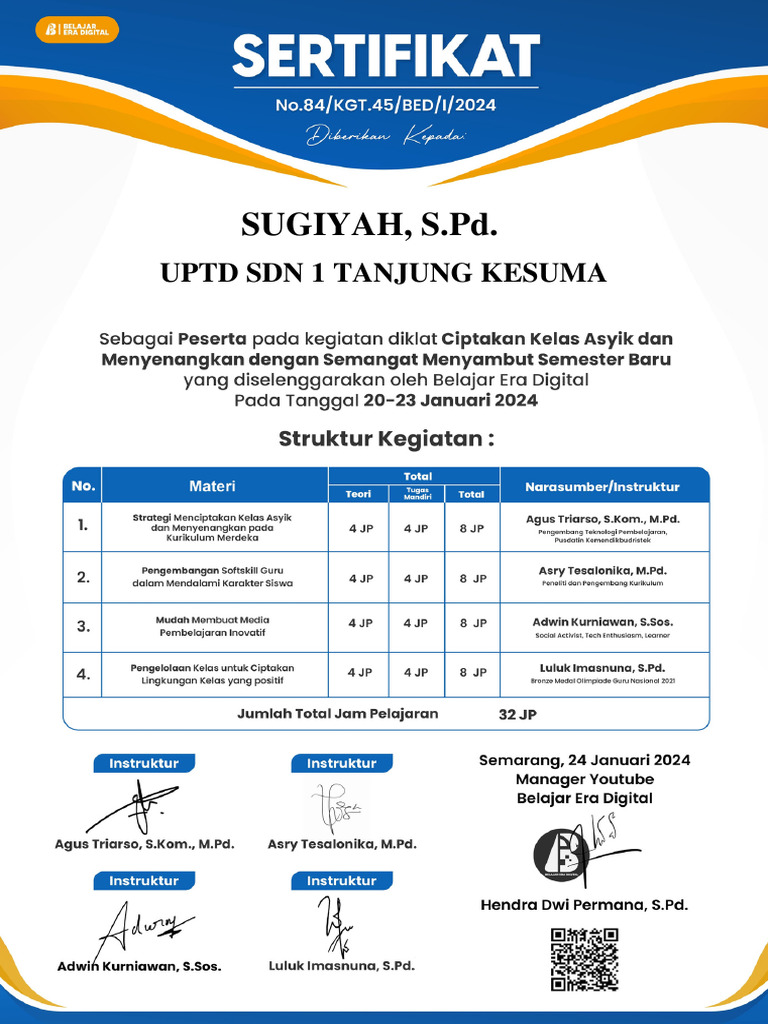 SERTIFIKAT BU GIYAH JANUARI | PDF