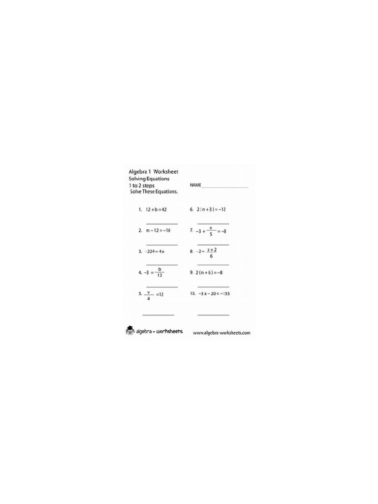 Solving Equation Worksheet | PDF