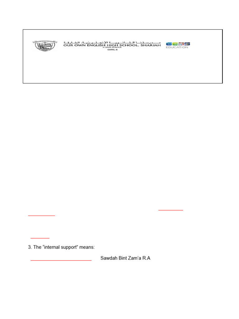 Grade4 The Year of Sorrow Worksheet 2024-2025 With Answer Key 3 | PDF