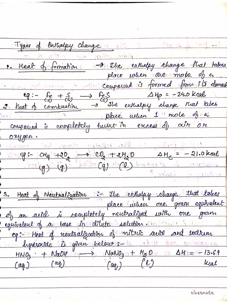 Types of Enthalpy change & Hess's Law | PDF