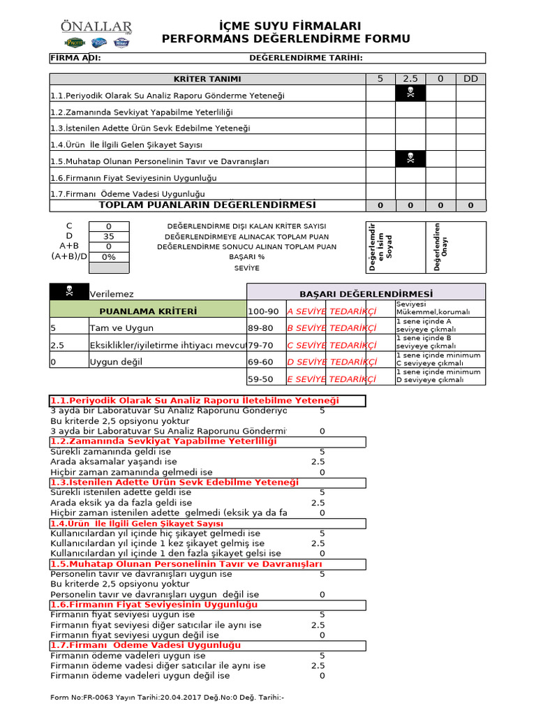 FR-0063_Tedarikci_Performans_Deerlendirme_Formu | PDF