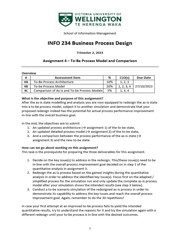 INFO 234 A4 To-Be Process Model and Comparison Overview | PDF | Simulation